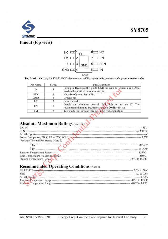SY8705FCC datasheet page 2