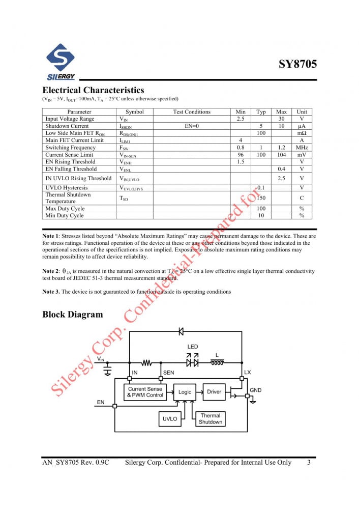 SY8705FCC datasheet page 3
