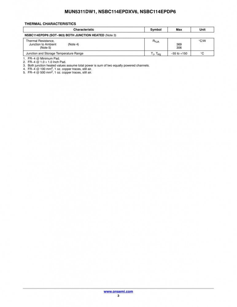 MUN5311DW1T1G datasheet page 3