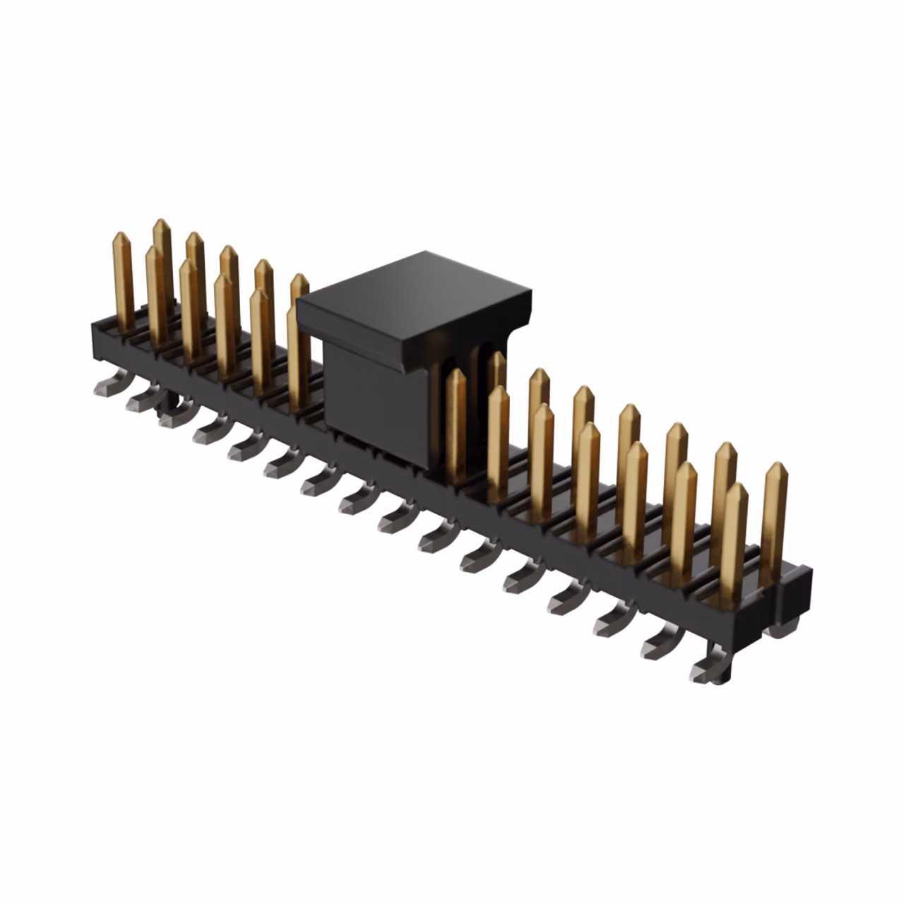 Milli-Grid Header, Vertical, Surface Mount, 32 Circuits, 0.38µm Gold (Au) Plating, Mating Pin Length 3.80mm, with Cap and Pegs, Tube, Lead-Free for sale
