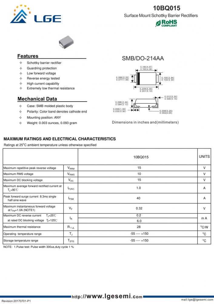 LGE 10BQ015 datasheet page 1