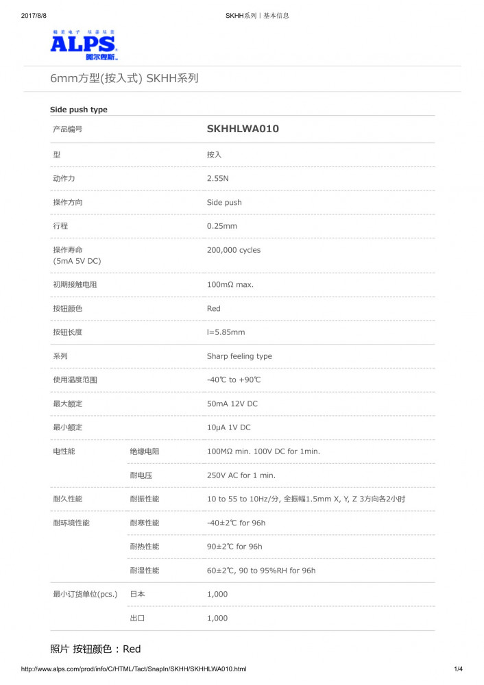 SKHHLWA010 product information page