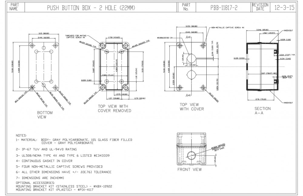 Bud Industries PBB-11817-2 product drawing preview