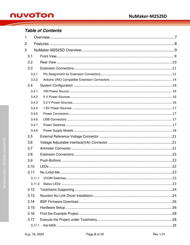 NuMaker-M252SD manual page 2