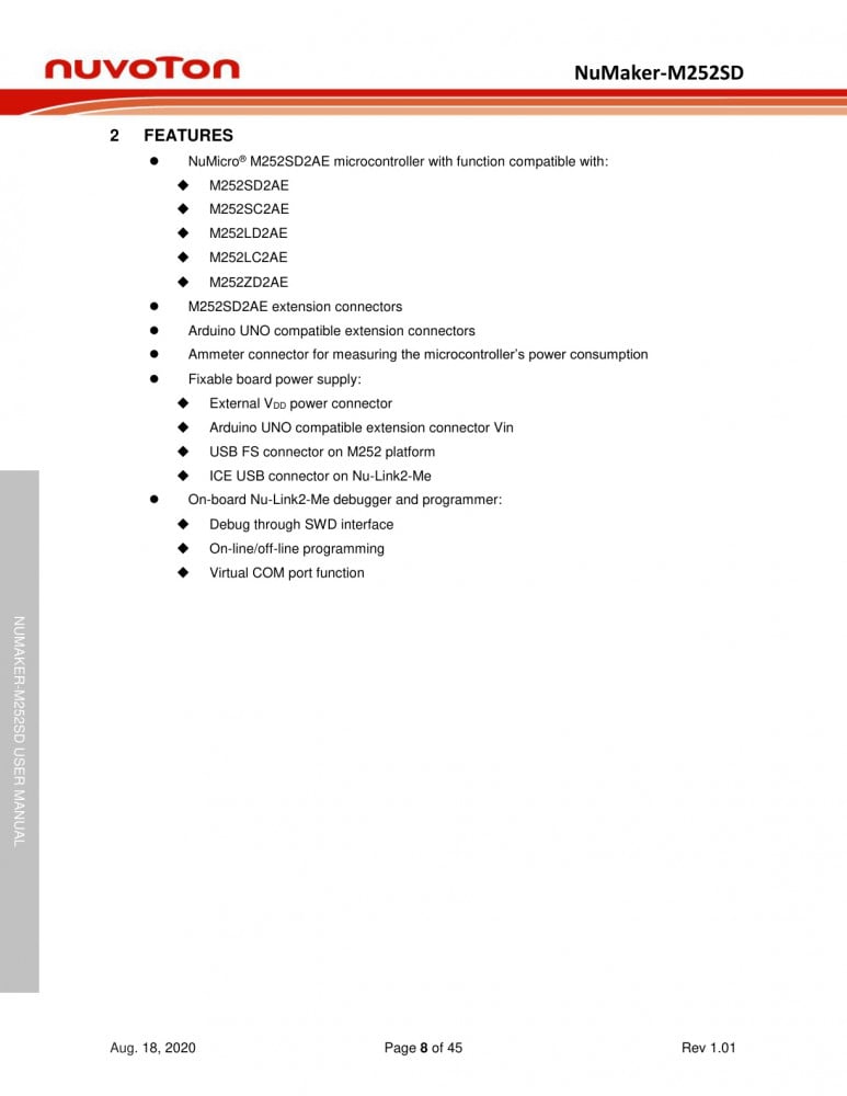 NuMaker-M252SD manual page 8