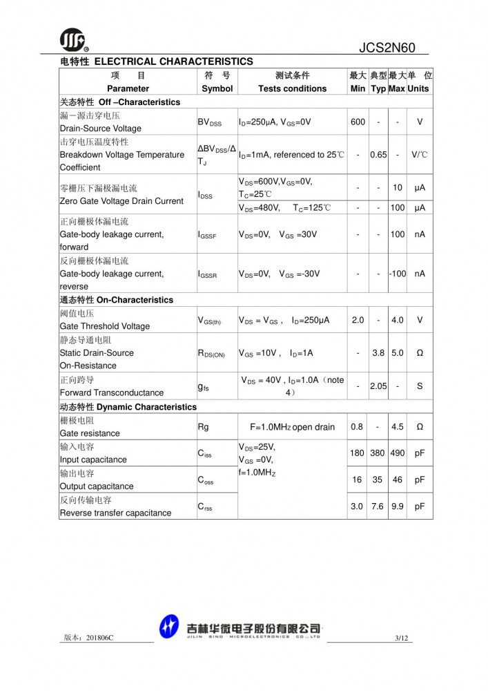 JCS2N60V datasheet page 3