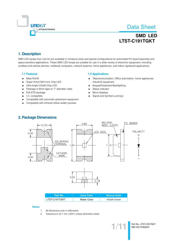 LTST-C191TGKT datasheet page 2