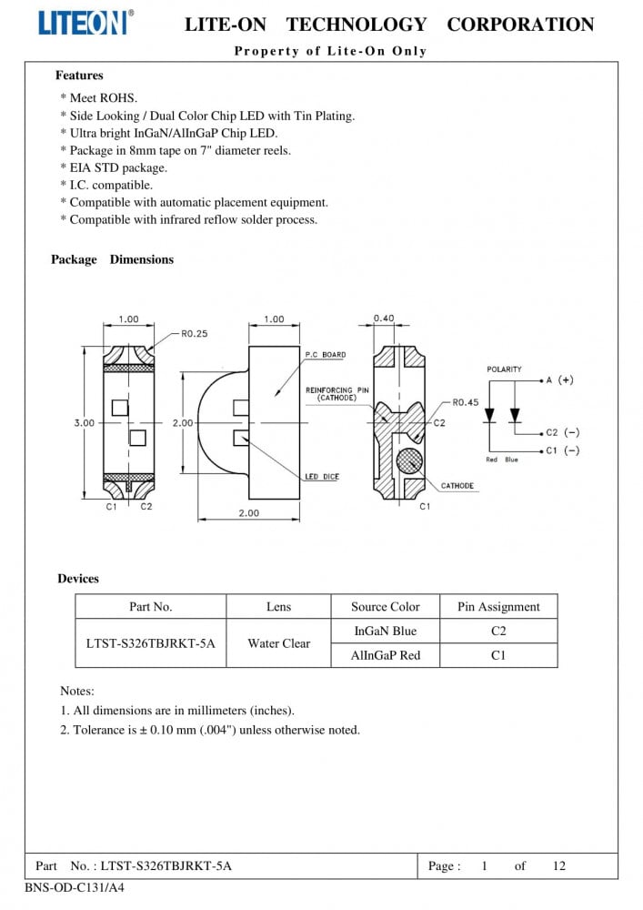 LTST-S326TBJRKT-5A datasheet page 2
