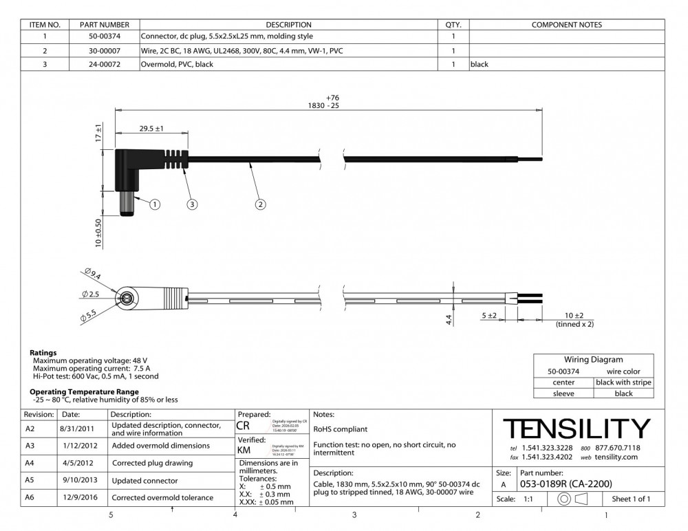 Tensility International 053-0189R product drawing