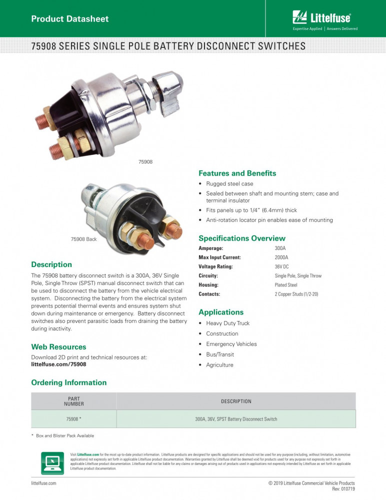 Littelfuse 75908 technical document page