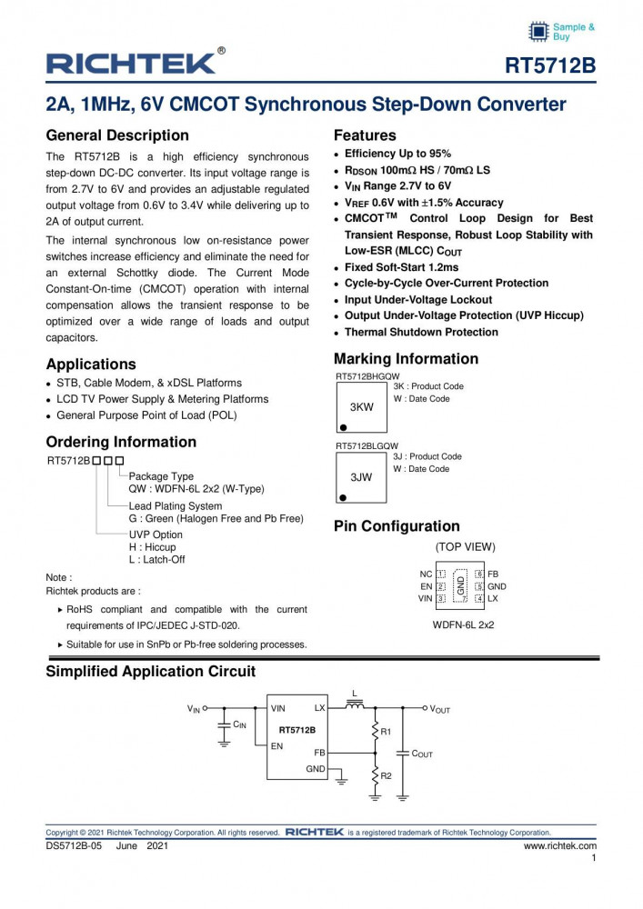 RT5712B datasheet page 1