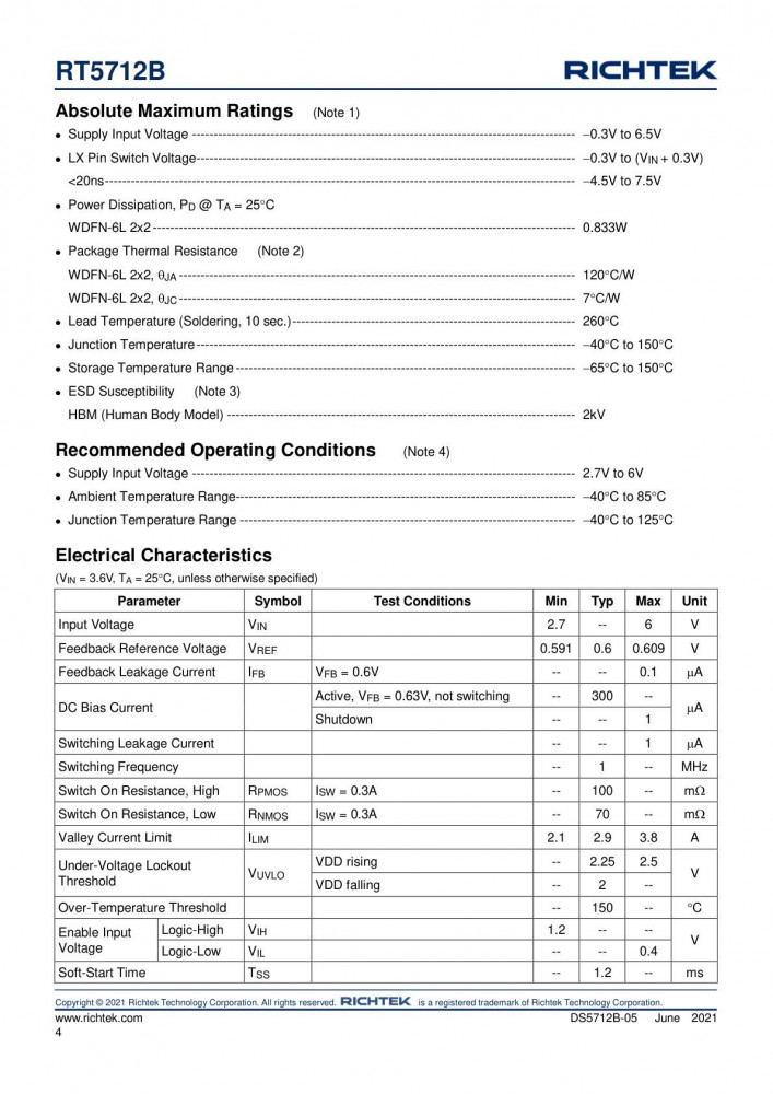 RT5712B datasheet page 4