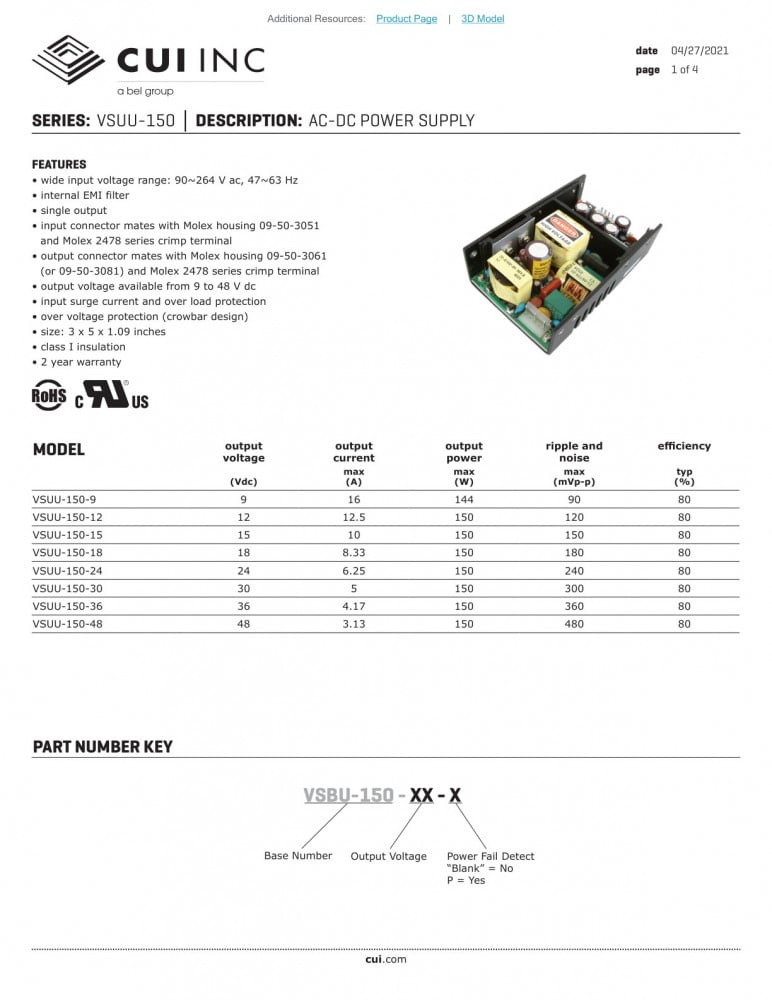 VSUU-150-24 datasheet page 1