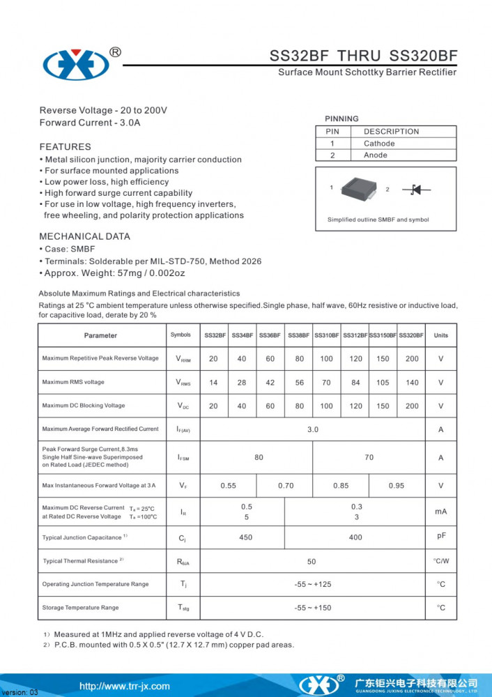 JUXING SS310BF datasheet page 1