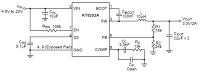 RT8296A - 3A, 23V, 340kHz Synchronous Step-Down Converter