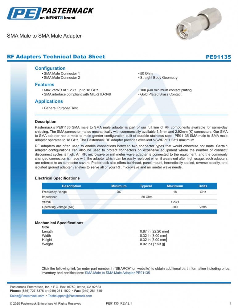 PE91135 technical document page 1