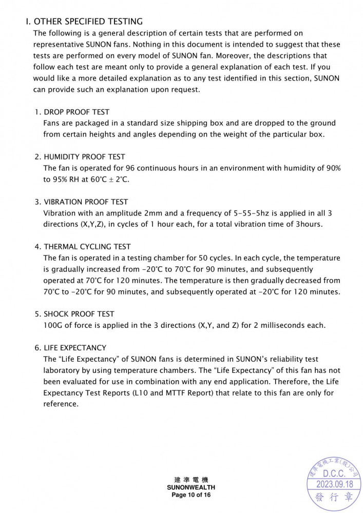 SUNON CF2082HVL-1000C-999 specification page 10