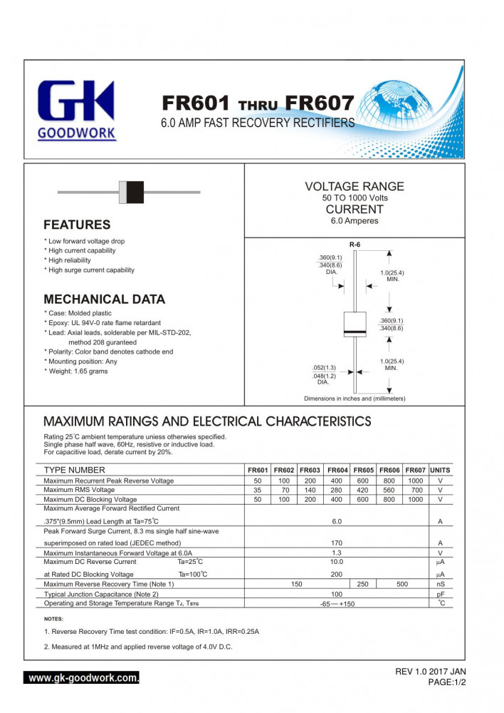 GOODWORK FR607 datasheet page 1