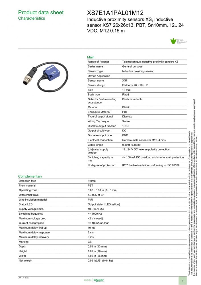 XS7E1A1PAL01M12 documentation page 1
