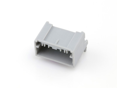 Stac64 Hybrid Header, 14 Circuits, Right-Angle, Polarization B, Mylar Pin Alignment Plate, Gray, Tray