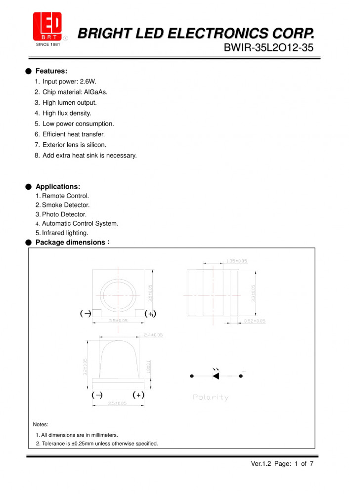 BWIR-35L2O12-35 specification page 2