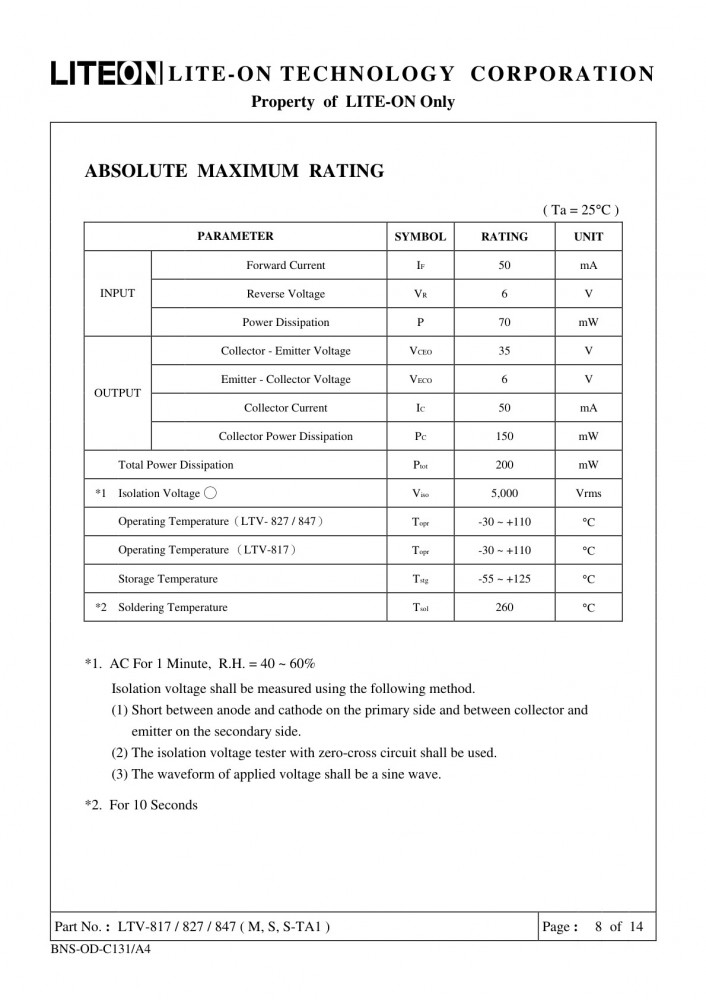 LTV-847 datasheet page 8