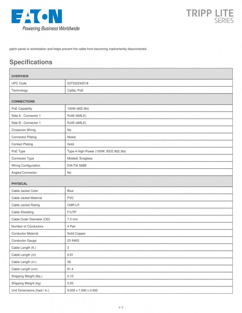 N261P-003-BL technical document page 2