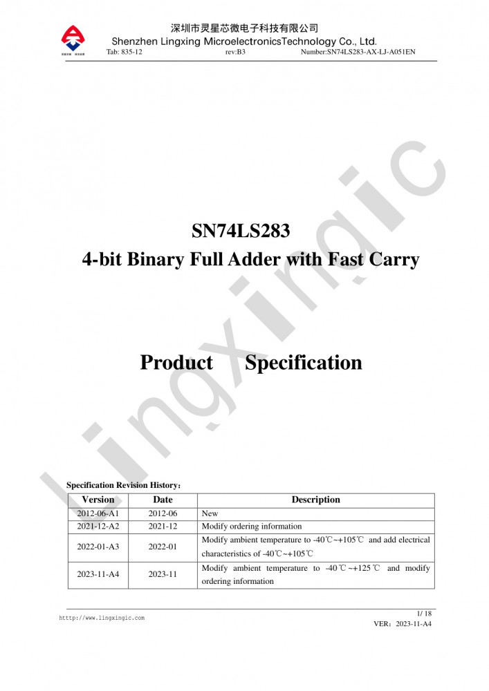 SN74LS283DR(LX) datasheet page 1