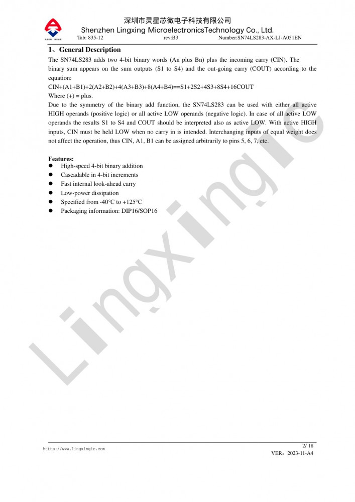 SN74LS283DR(LX) datasheet page 2