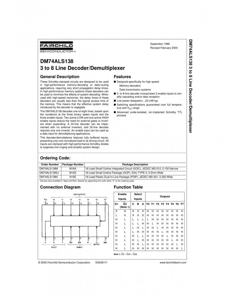 DM74ALS138 datasheet page 1