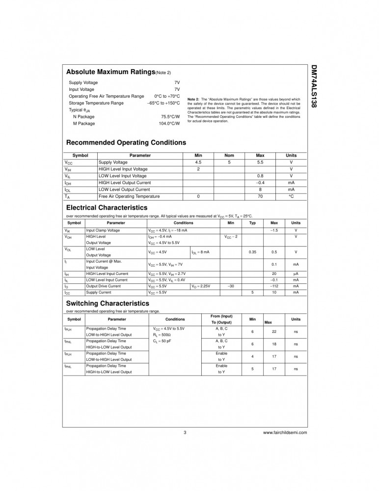 DM74ALS138 datasheet page 3
