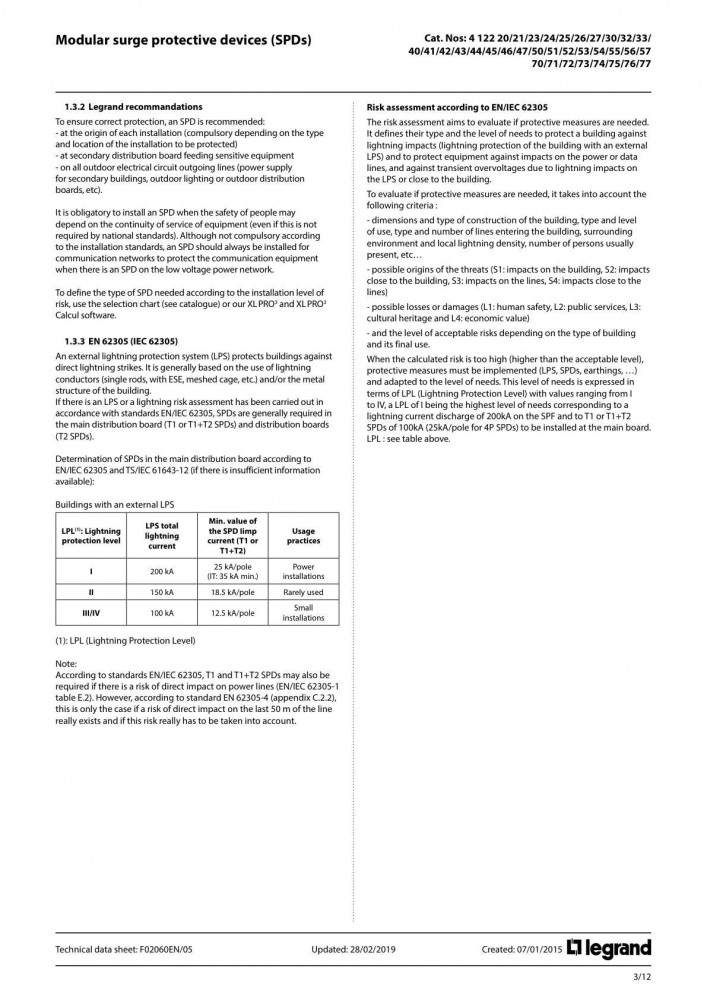 Legrand modular surge protective devices datasheet page 3