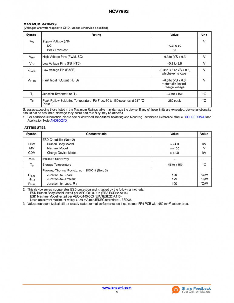 NCV7692 document page 4