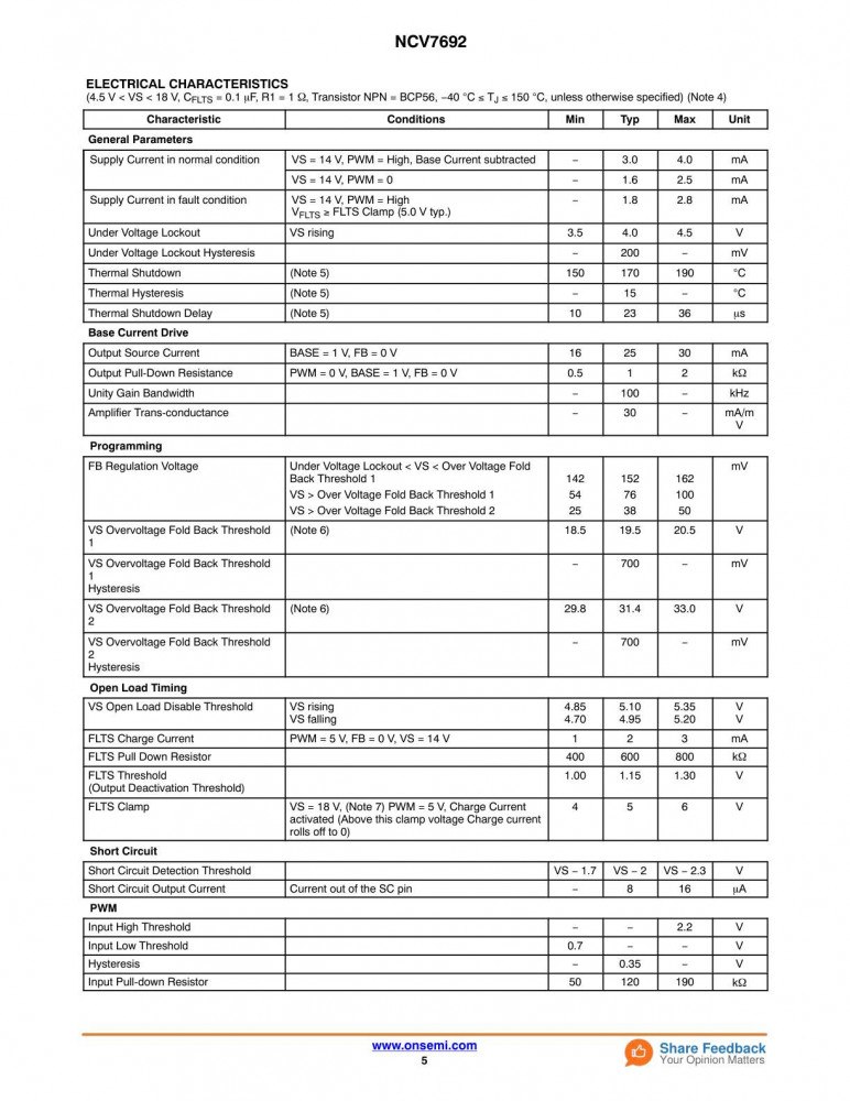 NCV7692 document page 5