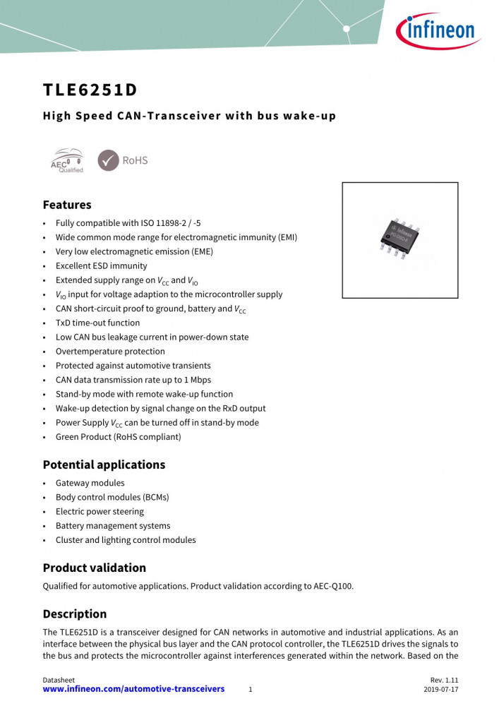 TLE6251D document page 1