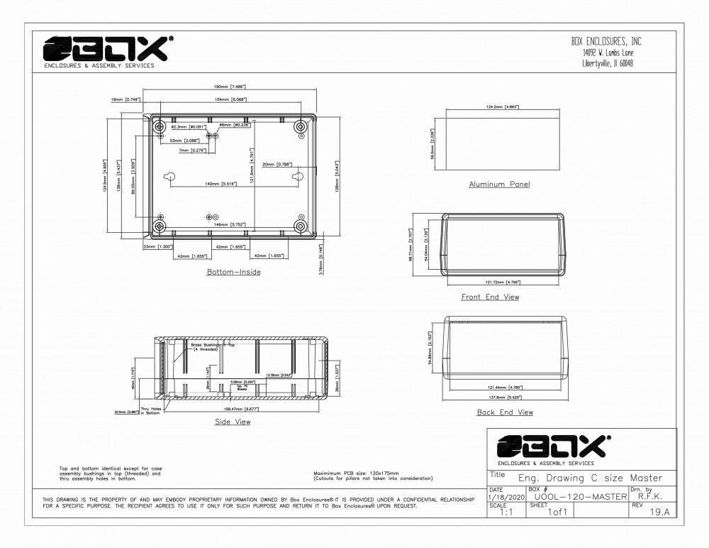 Box Enclosures UOOL-120 master mechanical drawing