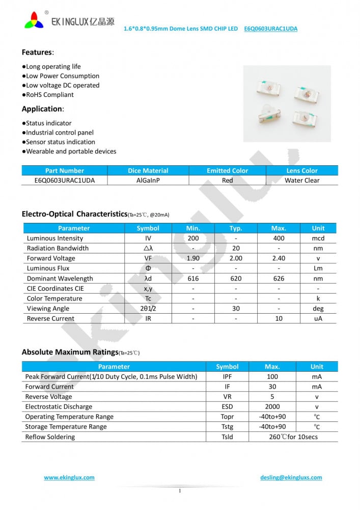E6Q0603URAC1UDA datasheet page 1