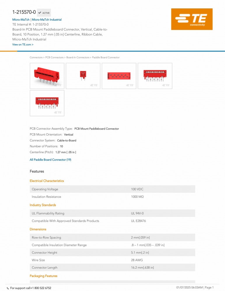 TE Connectivity 1-215570-0 document page 1