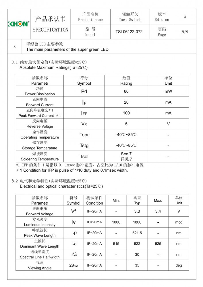 Khon TSL06122-072B830BF-1C02 specification page 9