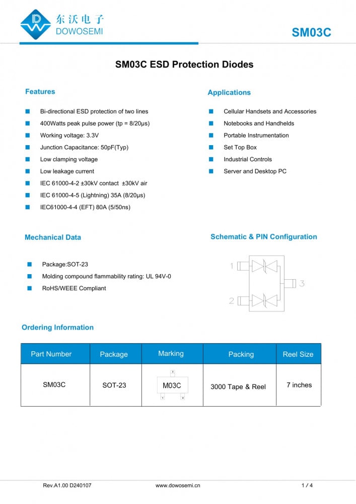 SM03C datasheet page 1
