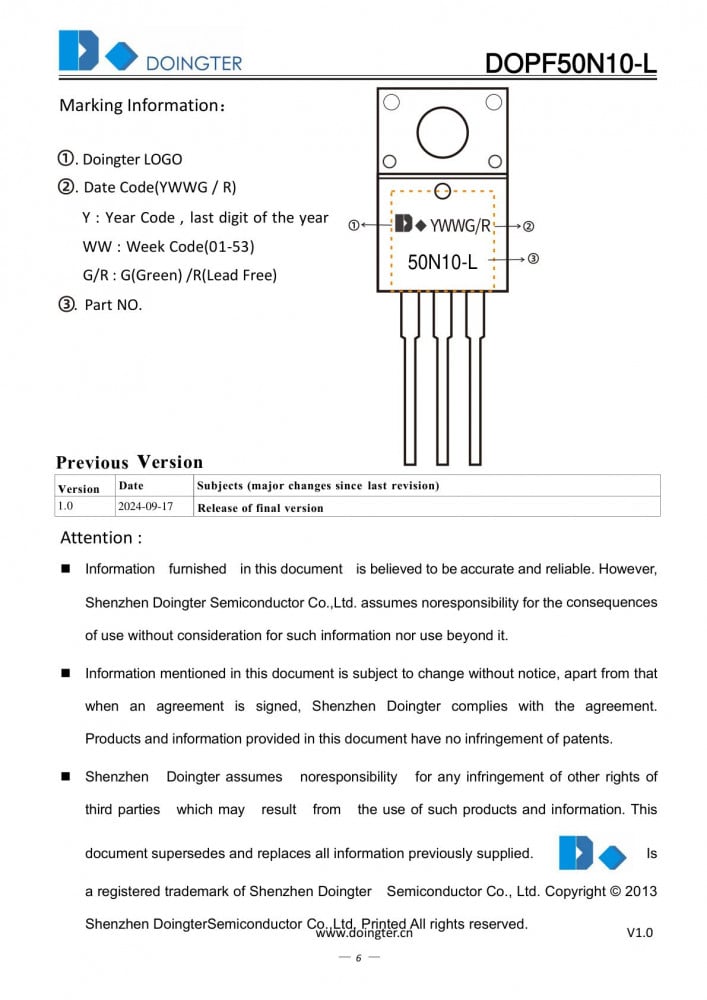 DOPF50N10-L datasheet page 6