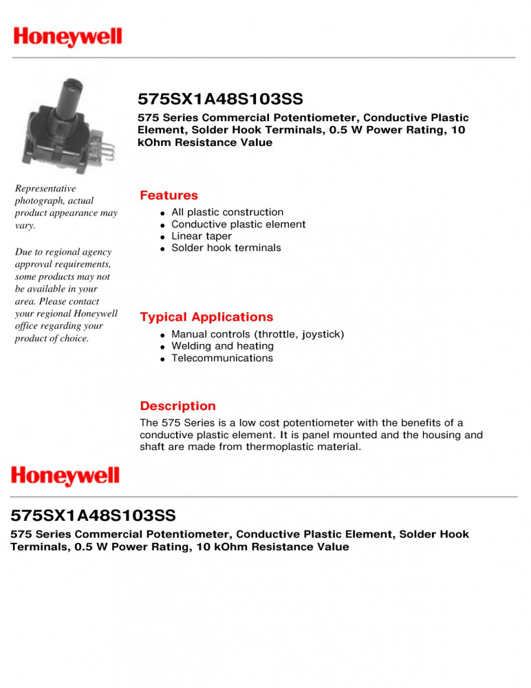 575SX1A48S103SS product documentation page 1