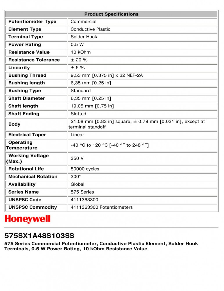 575SX1A48S103SS product documentation page 2