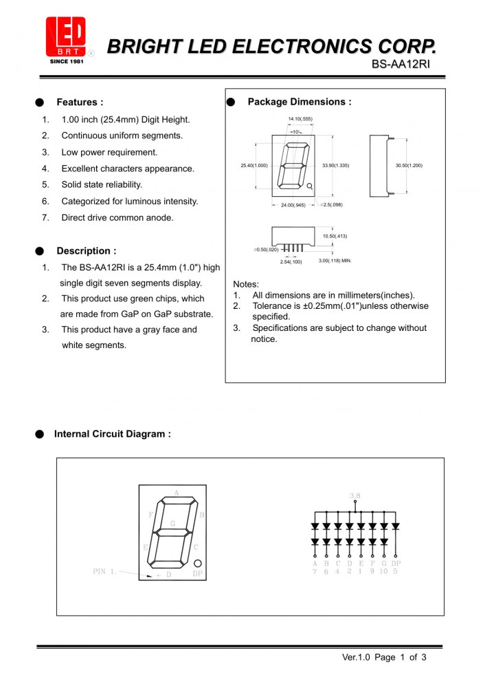 BS-AA12RI technical document page 1