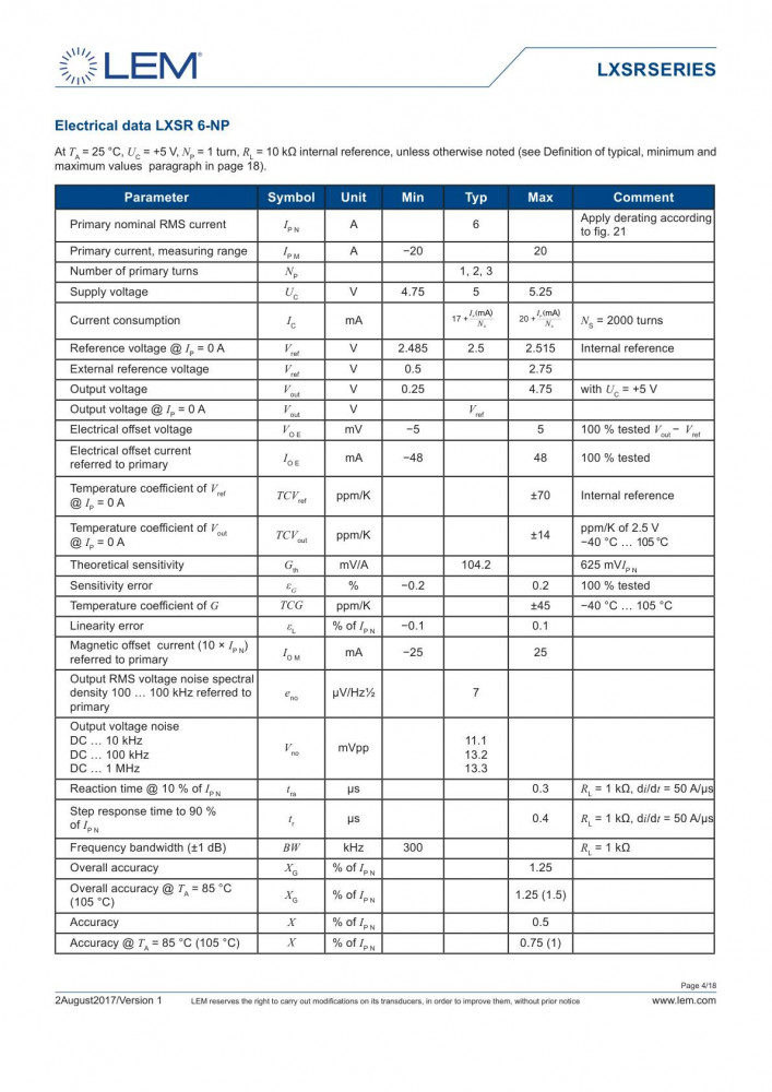 LXSR datasheet page 4