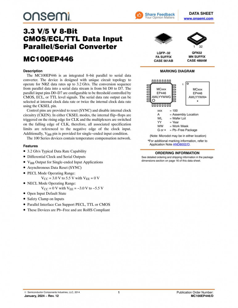 MC100EP446 document page 1