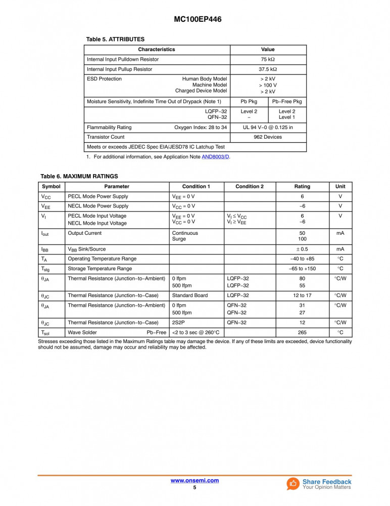 MC100EP446 document page 5