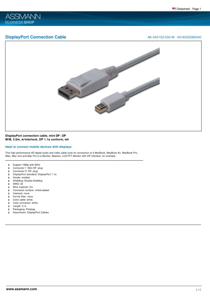 AK-340102-030-W technical document page 1