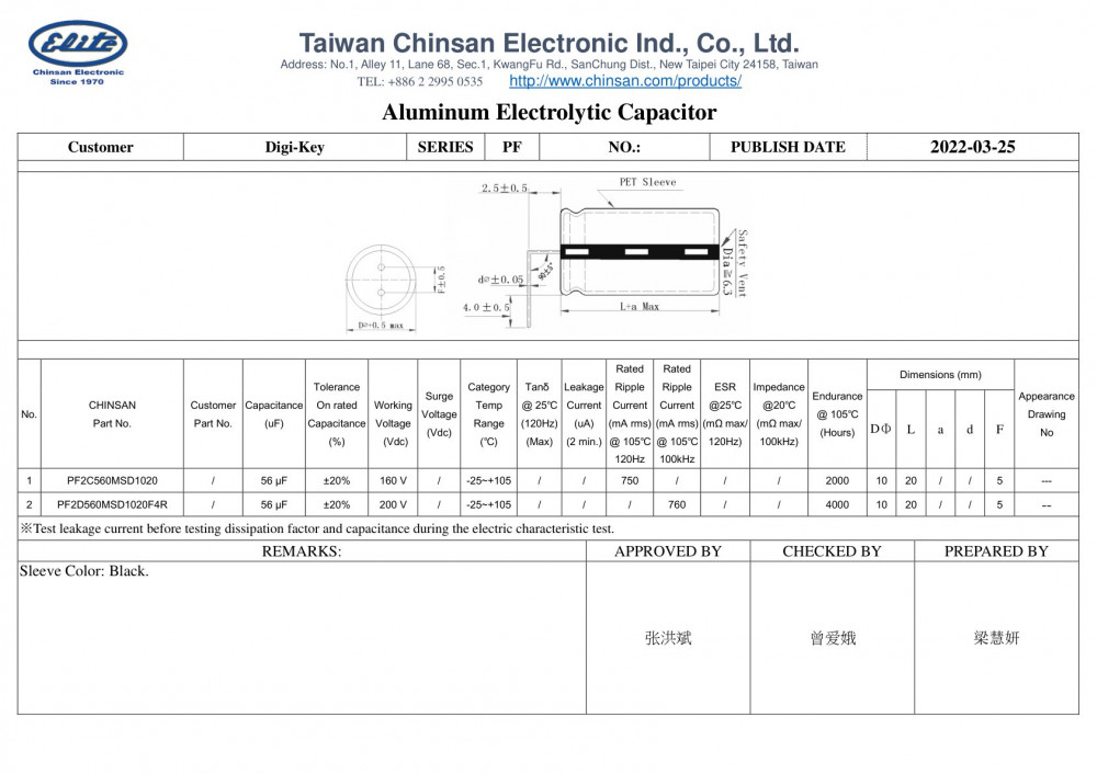Chinsan PF series datasheet page 3