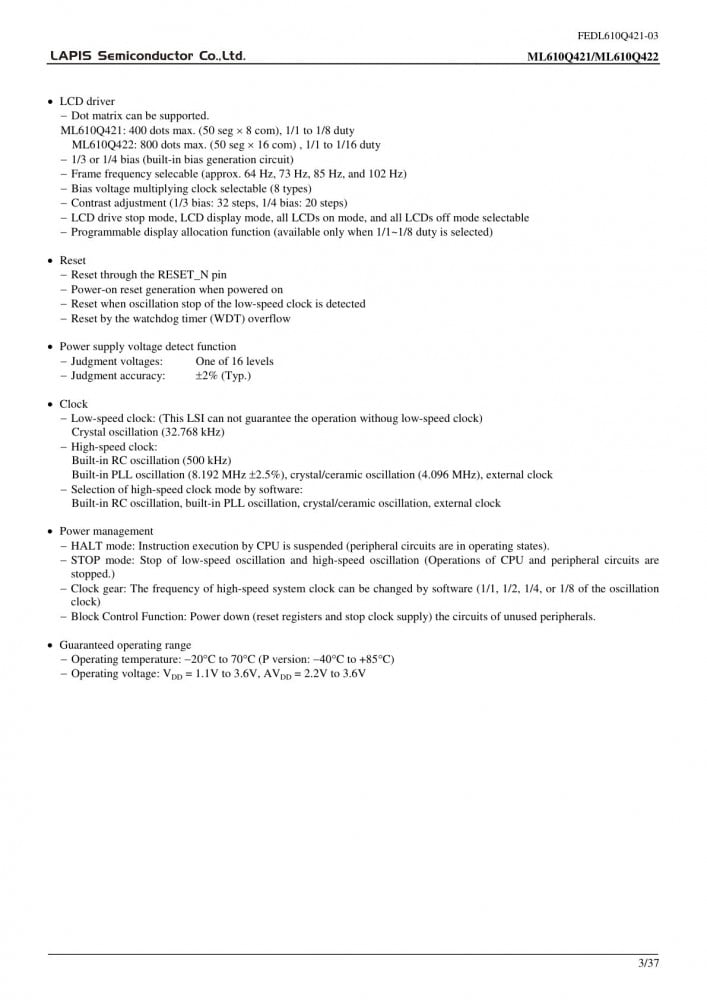 ML610Q422 documentation page 4